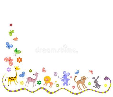 Marco De Esquina Con Animales Adorables Fondo De Niños Ilustración Del