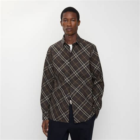 Relaxed Fit Check Cotton Shirt In Truffle Brown Men Burberry® Official