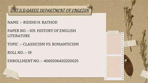 105 Classicism Vs Romanticism Pptx