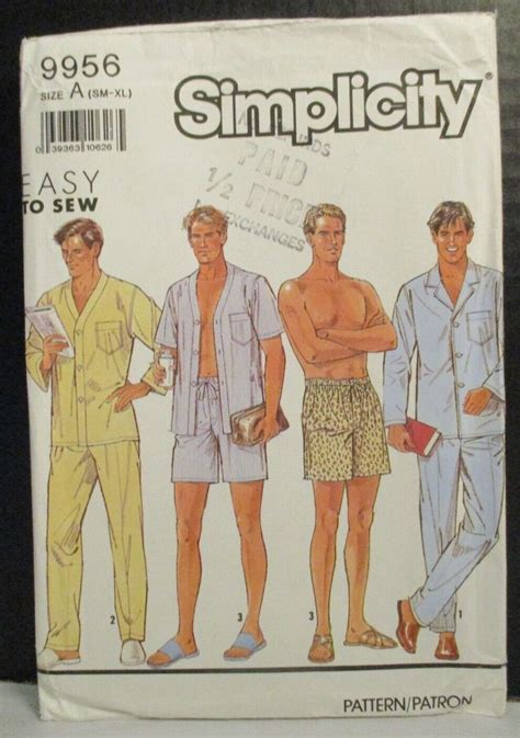 Simplicity Pattern 9956 Mens Pajamas Length And Collar Var Size S M 34 40