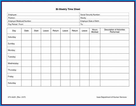 Printable Weekly Employee Timesheet Msasushi