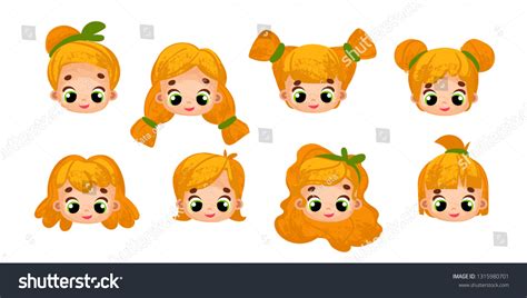 Girl Hair Set Cartoon Illustration Handsome Stock Vector Royalty Free
