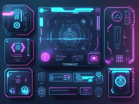 Hitech Elements And Hud Interface In A Cyberpunk World Premium Ai