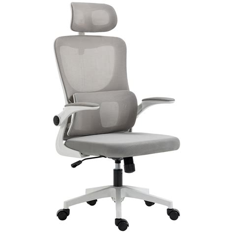 Vinsetto Scaun De Birou Ergonomic Cu Înălțime Reglabilă Gri Aosom