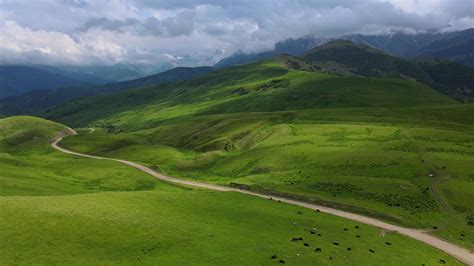 Actopraks Green Mountain Pass Aerial View Days Charm Cloud Embrace