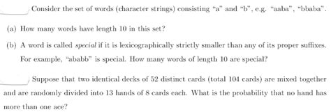 Solved Consider The Set Of Words Character Strings Chegg Com