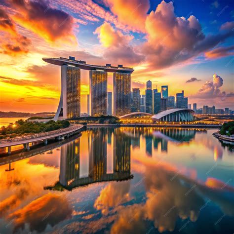 Singapore Cityscape On Sunset Twilight Sky View Of The Cityscape