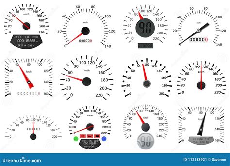 Speedometer And Tachometer Scales Large Collection Stock Vector Illustration Of Symbol Power