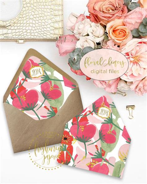Printable Envelope Liners Monogram Floral Envelope Liner Envelope L