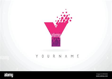 Y Letter Logo With Pink Letters And Purple Color Particles Dots Design