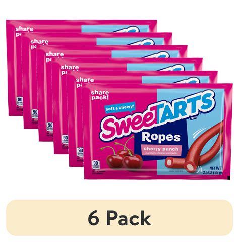 6 Pack Sweetarts Ropes Candy Cherry Punch Soft And Chewy 3 5 Oz