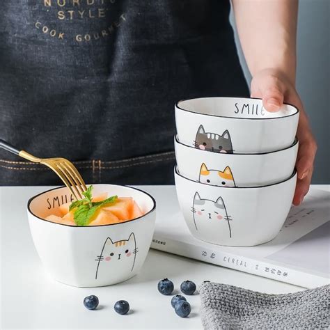 陶瓷可愛北歐卡通45英寸方碗家用水果沙拉小碗米飯小湯碗微波爐 Yahoo奇摩拍賣