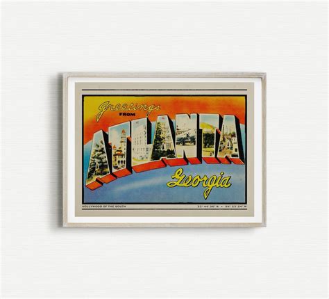 Atlanta Georgia Print Retro Atlanta Decor Vintage Georgia Retro Art