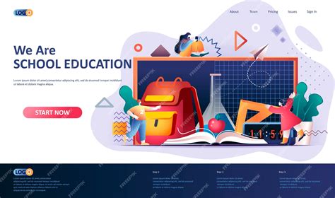 School Education Landing Page Template Illustration Premium Vector