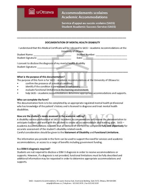 Fillable Online Sass Uottawa Medical Certificate Sass University Of Ottawa Fax Email Print