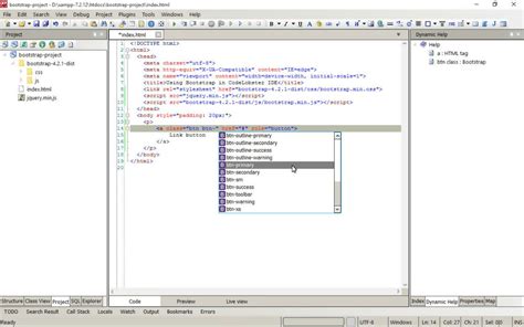 working with bootstrap framework in codelobster ide