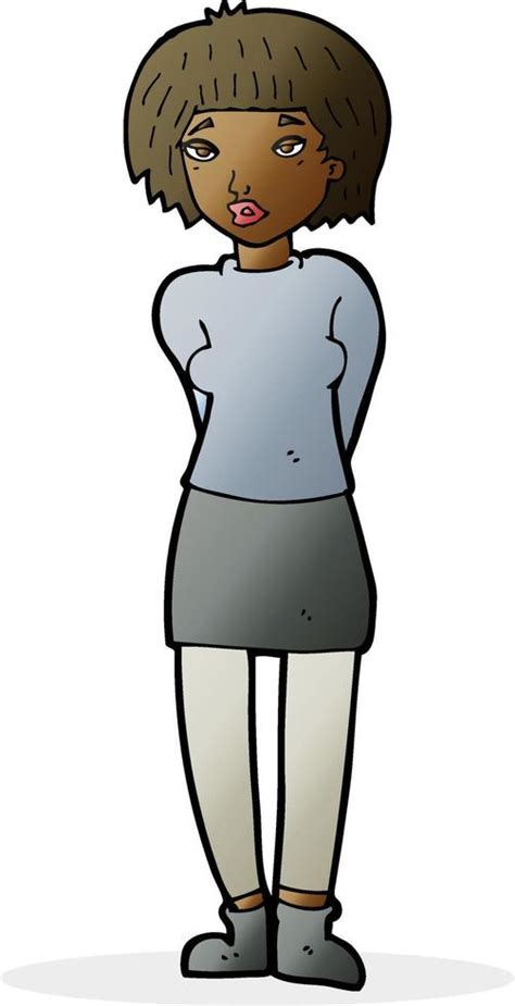 Mujer Tímida De Dibujos Animados 12277624 Vector En Vecteezy