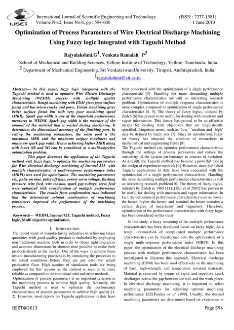 pdf optimization of process parameters of wire electrical discharge