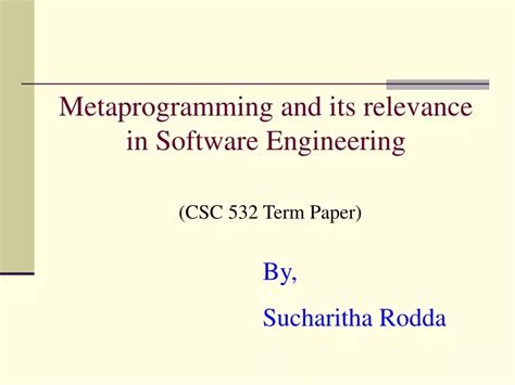 Ppt Metaprogramming In Software Engineering Abstract Conceptual Tools Evolution Powerpoint