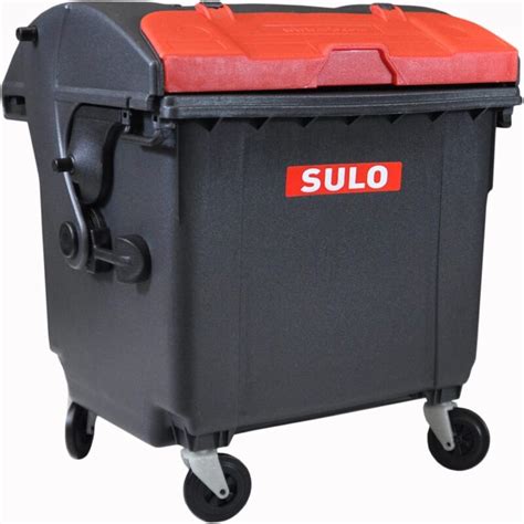 Sulo Mini Mülltonne 1100 L Runddeckel Schwarz Rot Minimuelltonnede
