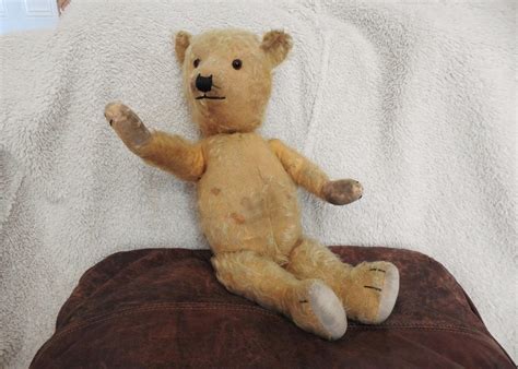 Vintage Antique 1940s Mohair Straw Filled Jointed Red Loved Teddy Bear