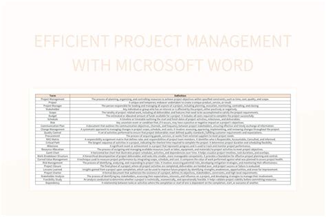 Efficient Project Management With Microsoft Word Excel Template And