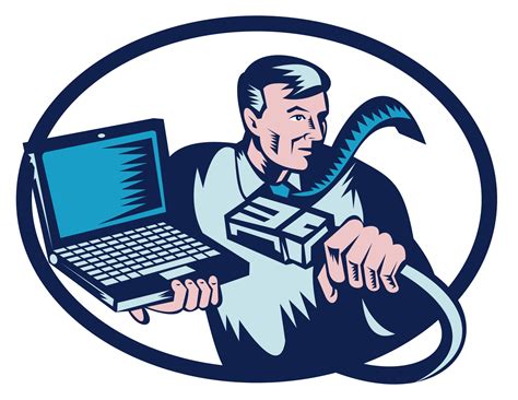 Computer Technician Holding Cable And Laptop 13787605 Png