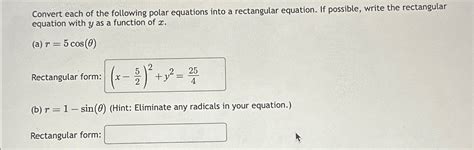 solved convert each of the following polar equations into a