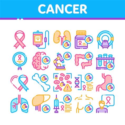 Premium Vector Cancer Human Disease Collection Icons Set Vector