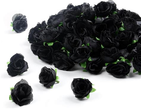 Situmeizi 100 Pcs 13 Inches Mini Black Rose Head Small