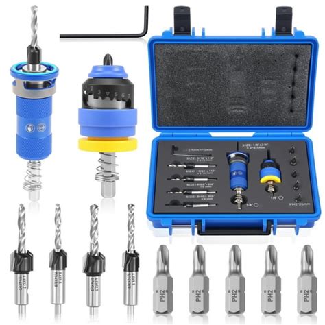 Aevxkhi Countersink Drill Bit Set With Depth Stop Collar Efficient