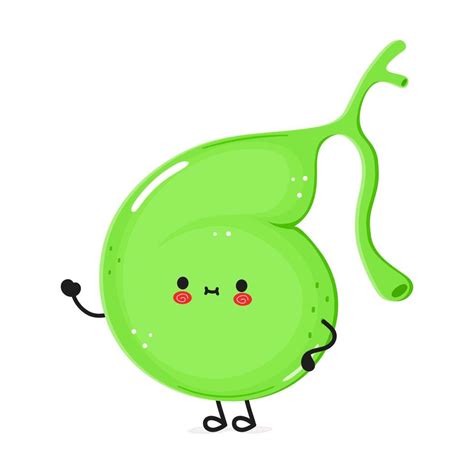 Cute Cartoon Gallbladder Character With A Happy Face On White
