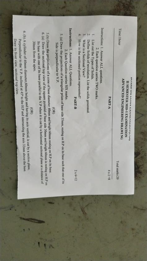 Ii Semester Mid 1 Examinationadvanced Engineering Drawi Ngtime Ihourt