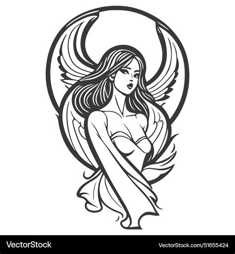 Angel Beauty Girl Grey Royalty Free Vector Image