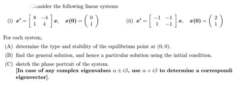 Solved Consider The Following Linear