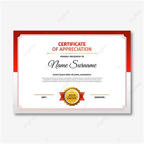 Certificate Template In Red And Golden Badges Template Download On Pngtree