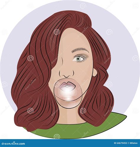 Girl With Bubble Gum Stock Vector Illustration Of Cool 64679455