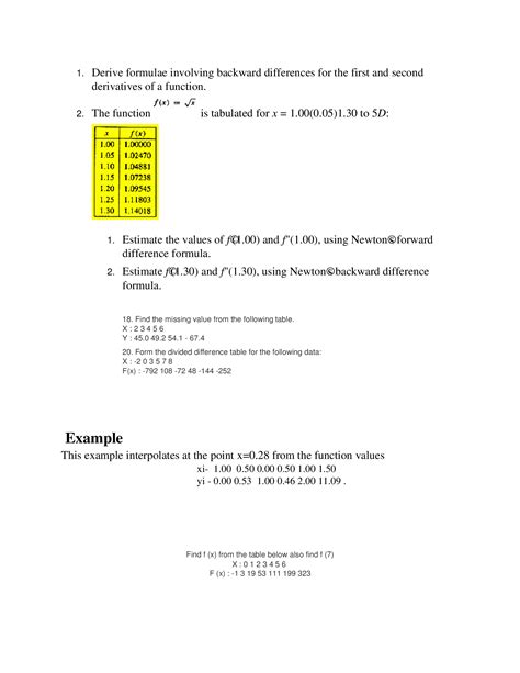 Docx Derive Formulae Involving Backward Differences Dokumentips