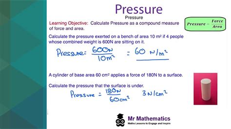Calculating Pressure Mr Mathematics Worksheets Library