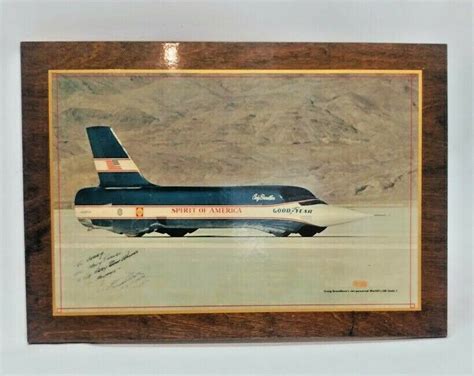 Craig Breedlove Spirit Of America Sonic 1 Signed Plaque 1965 Drag Racing 19190552