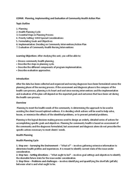 Copar Planning Implementing And Evaluating Pdf Evaluation Nursing