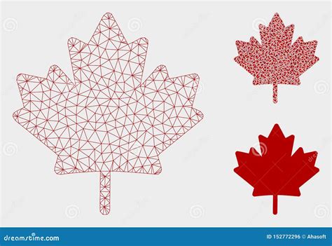 maple leaf vector mesh 2d model and triangle mosaic icon stock vector