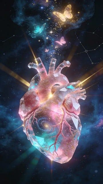 Free Glowing Cosmic Heart Image Heart Cosmic Crystal Download At Stockcake