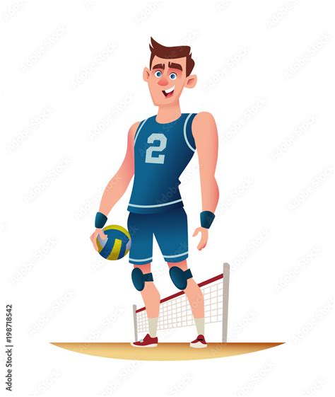 Young Volleyball Player Standing On The Volleyball Playground Funny