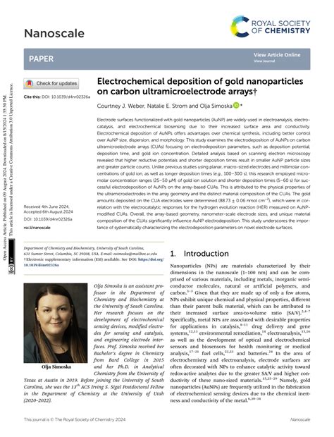 Pdf Electrochemical Deposition Of Gold Nanoparticles On Carbon