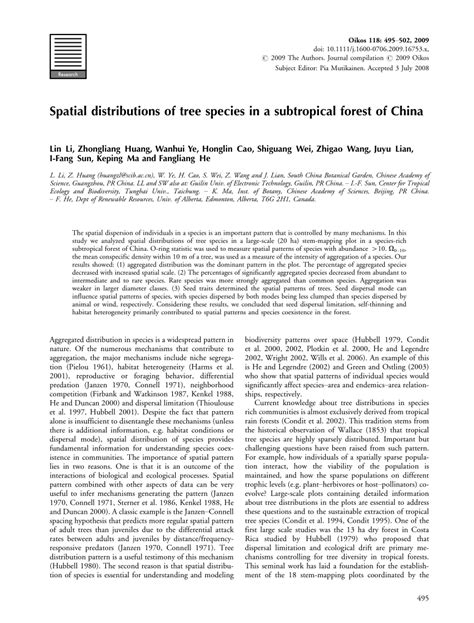 Pdf Spatial Distributions Of Tree Species In A Subtropical Forest Of
