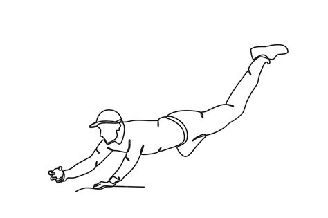 Premium Vector A Fielder Catches A Cricket Ball Cricket Oneline Drawing