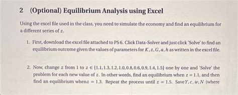 2 Optional Equilibrium Analysis Using Excel Using