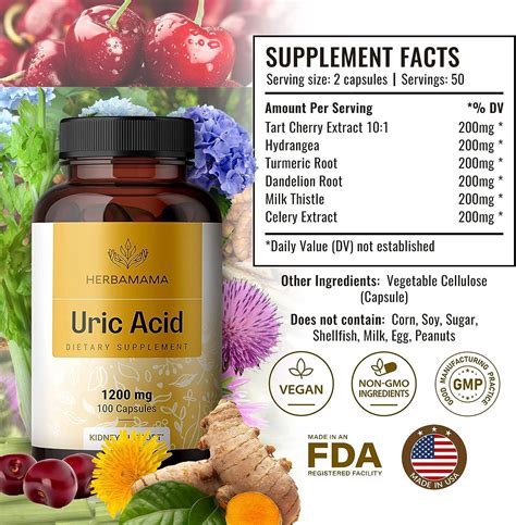 Organic Uric Acid Support Capsules With Tart Cherry Celery And Turmeric