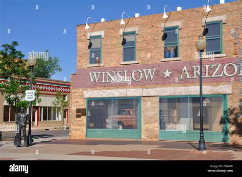Historic Route 66 Winslow Arizona Standin On The Corner Monument